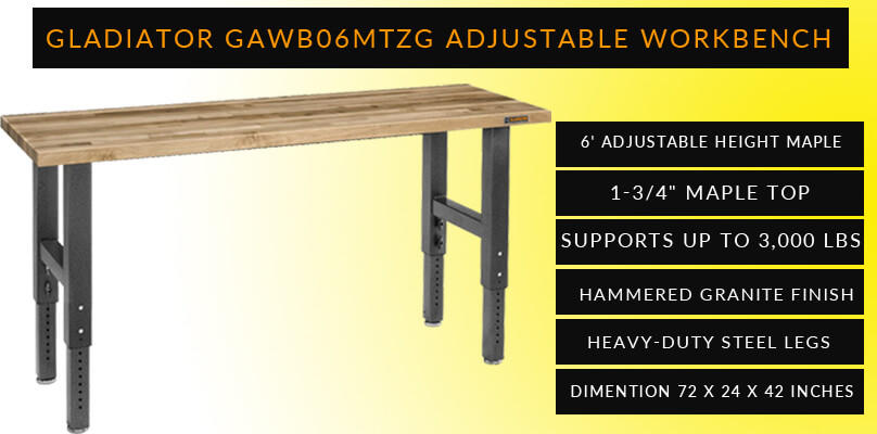 Gladiator GAWB06MTZG Adjustable Workbench For All Purpose